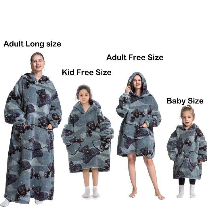 Manta de abrigo con mangas para adultos y niños, sudadera de invierno ...