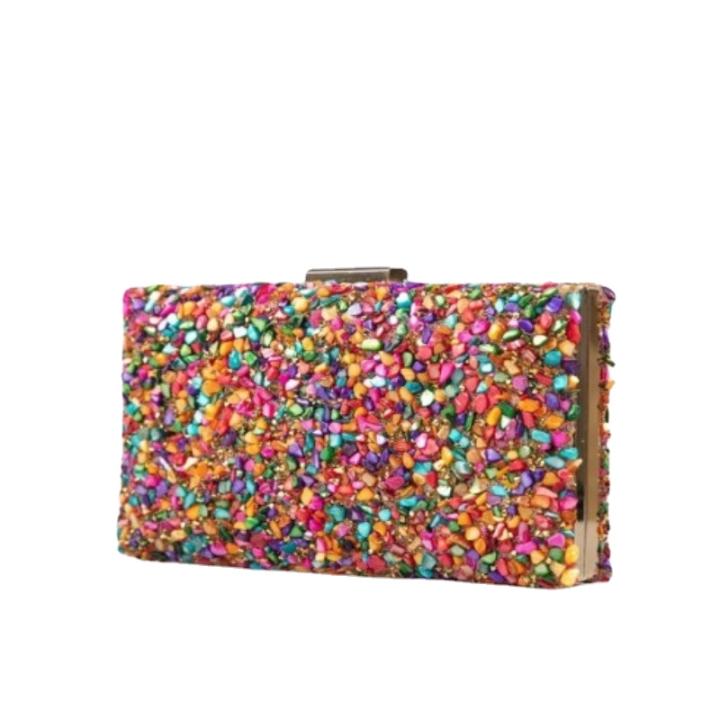 Bolso Cartera Fiesta Multicolor con Brillo, Compacto y Elegante | Miravia