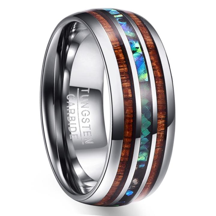 Anillo de tungsteno para hombre, con diseño de abulón de grano de ...