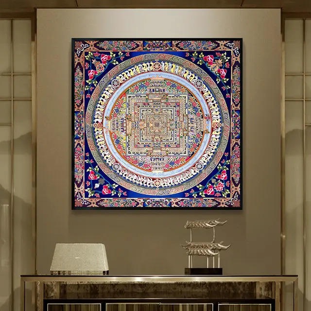 Thangka-pintura decorativa de corazón Sutra, mural de pared colgante ...