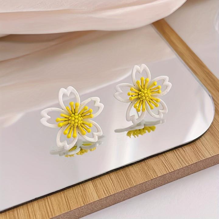 Diseño Único de pendientes de flor de margarita asimétrica, Joyería de ...