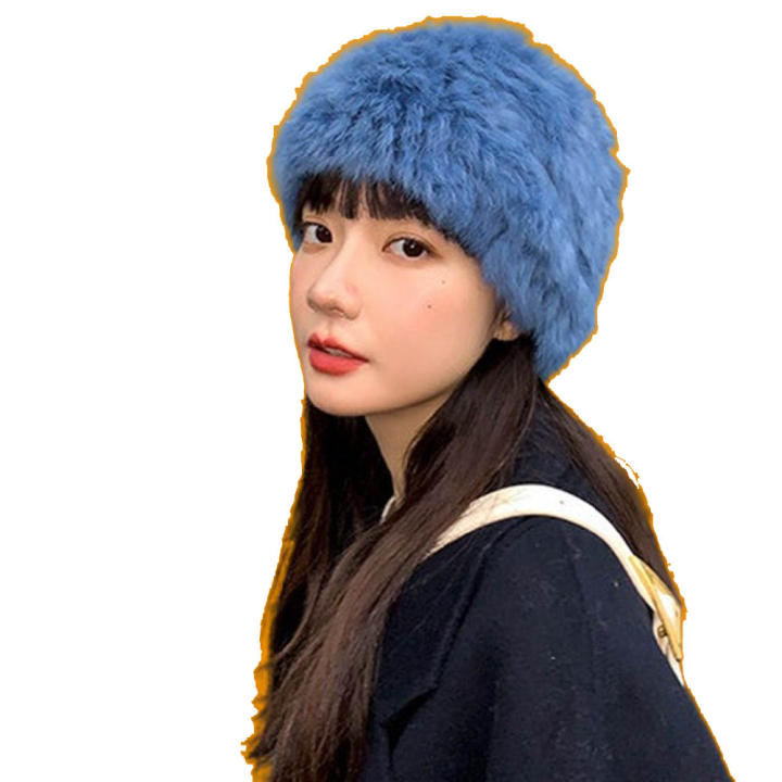 Sombreros de lujo para mujer, gorro de piel de conejo, gorros cálidos ...