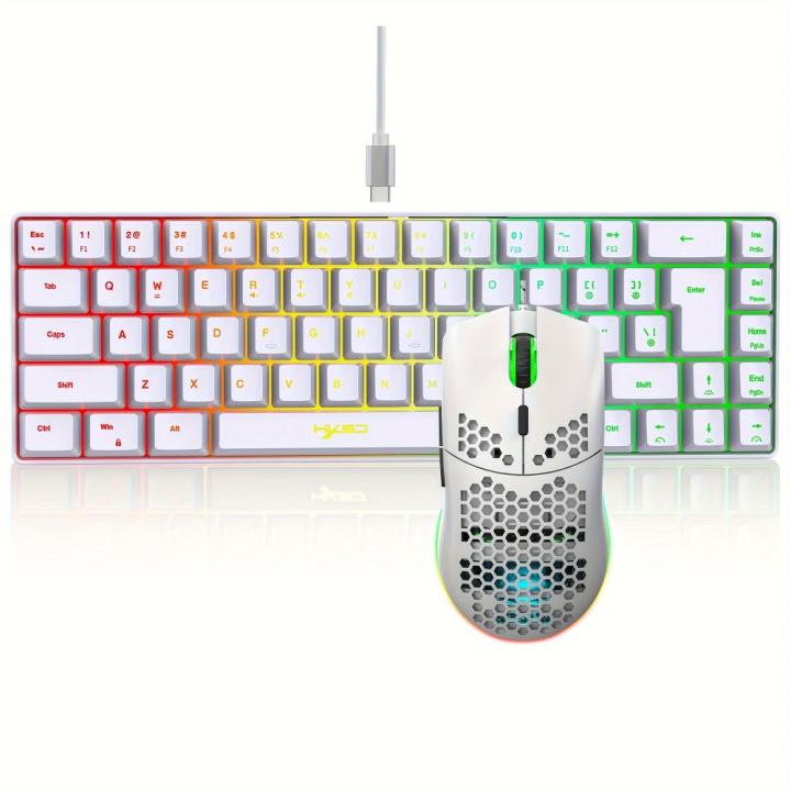Teclado de Juego Ergonómico Combo HXSJ con Ratón Personalizable RGB de ...