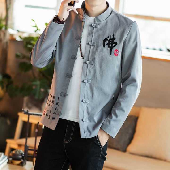 Chaqueta Harajuku con bordado de palabras de Buda para hombre, ropa de ...