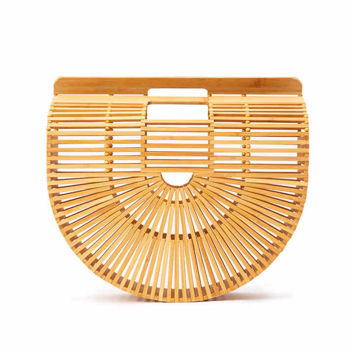 Bolso de bambú hueco hecho a mano para mujer, bolso de bambú Natural ...