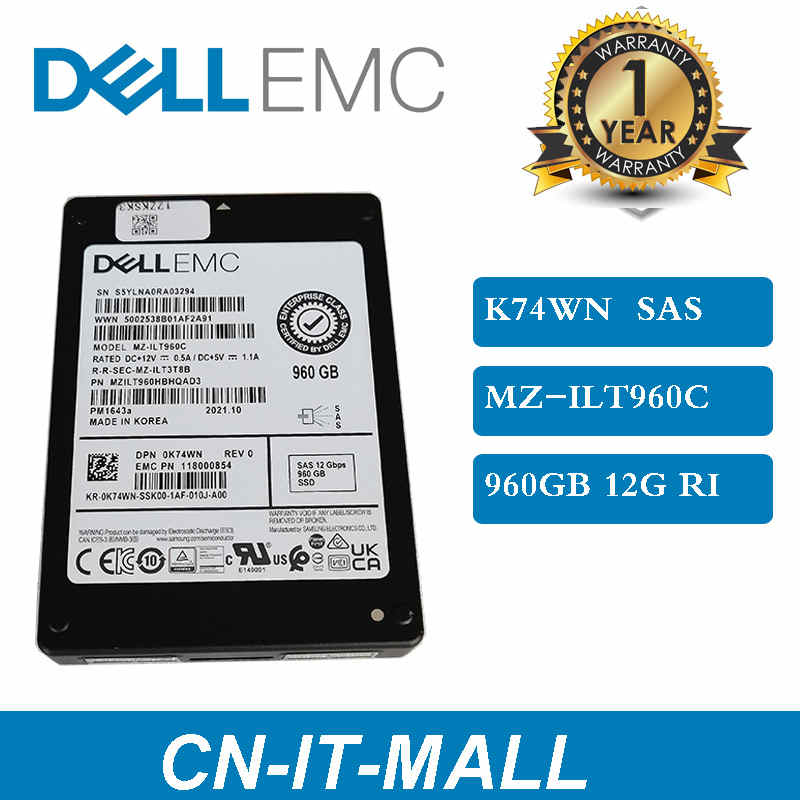 Dell-K74WN EMC 2,5 GB SAS 12Gbps Read Intensive PM1643a SSD MZ-ILT960C ...