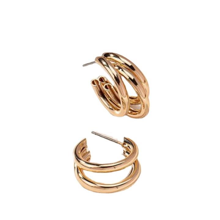 Aros de aro en forma de C de 3 capas, elegante estilo minimalista ...