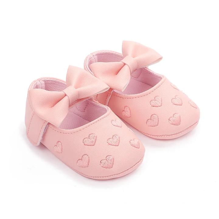 Zapatos de cuero PU con forma de corazón y lazo para niña, zapatos ...