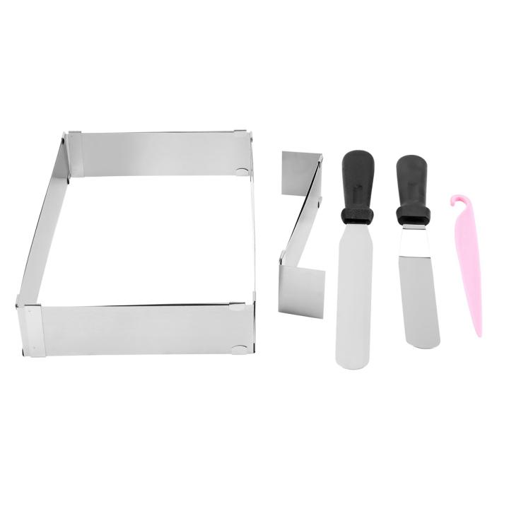 Molde cuadrado ajustable para hornear, marco Rectangular extensible para pastel/Pizza, anillo ...