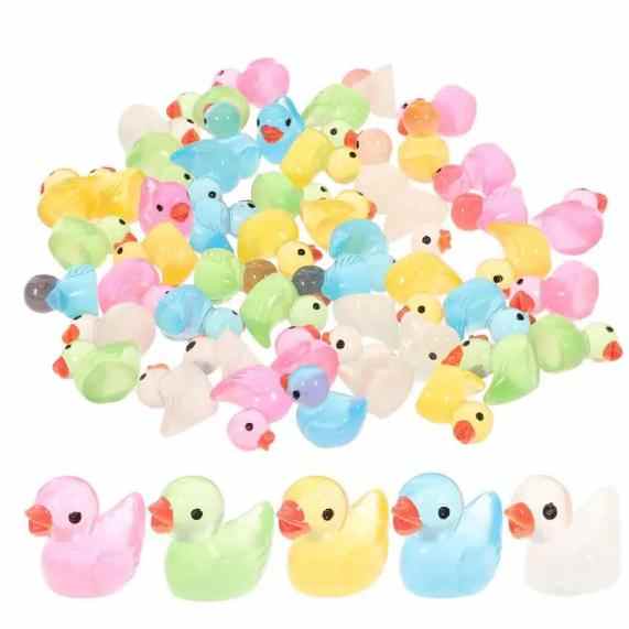 Minipato de goma que brilla en la oscuridad, figura de resina en ...