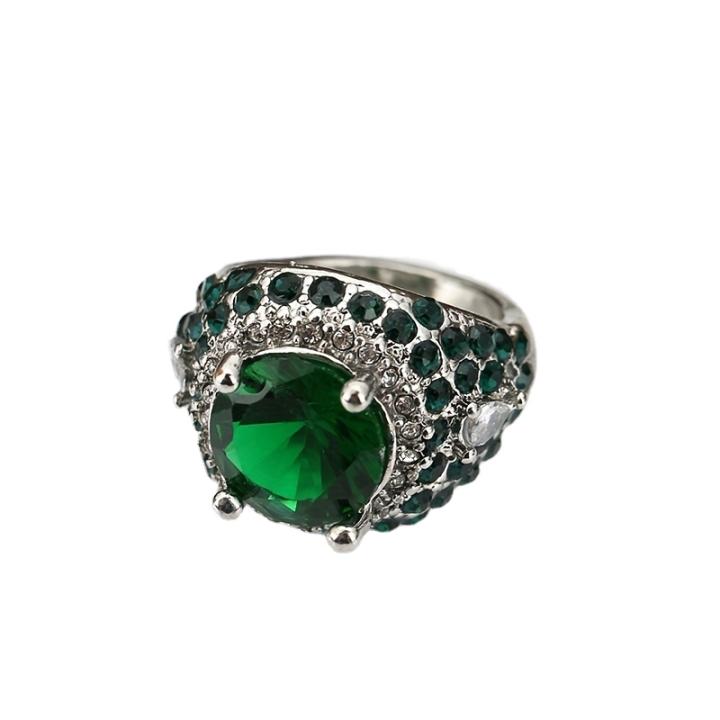 1 Anillo De Circón Verde Redondo De Lujo A La Moda Para Hombres, Anillo ...