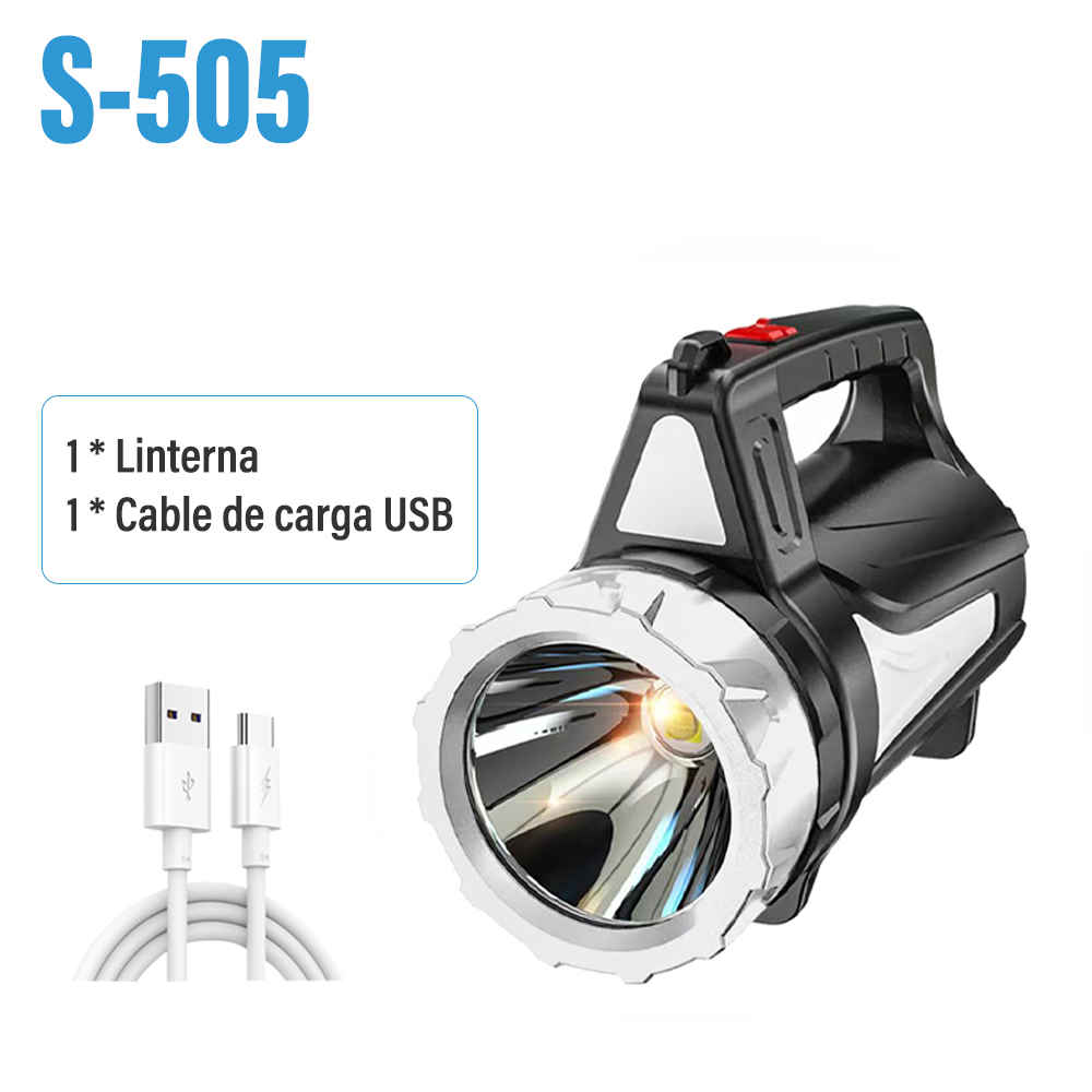 Linterna LED recargable superbrillante con luz lateral blanca y luz ...