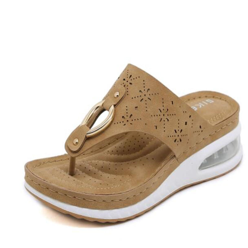 Chanclas con botón de Metal para Mujer, Zapatos de cuña, sandalias de ...