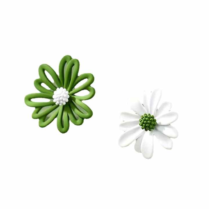 Diseño Único de pendientes de flor de margarita asimétrica, Joyería de ...