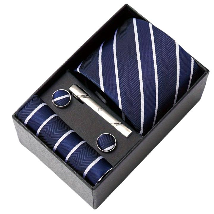 Juego de corbata, pañuelo cuadrado de bolsillo, gemelos y Clip de corbata, juego de corbatas ...