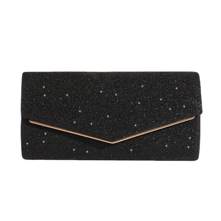 Cartera larga de brillo a la moda, bolso de cadena con solapa, elegante ...