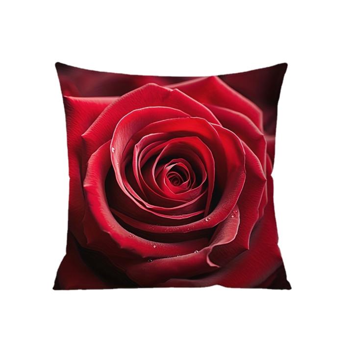 Funda De Cojín Estampada Con Rosas, Funda De Almohada Roja Romántica ...