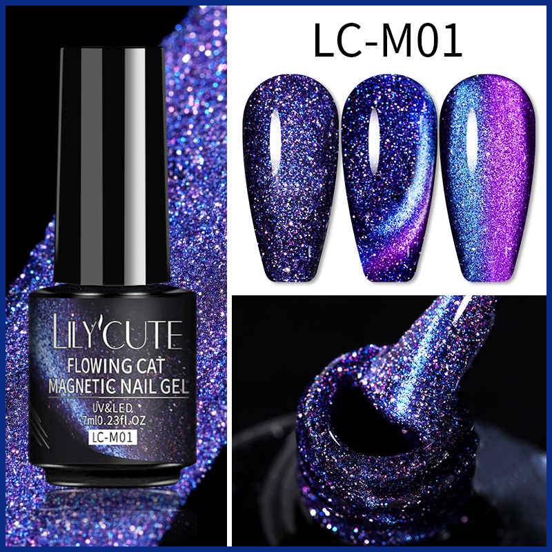 LILYCUTE 7ml fluye gato magnético de uñas de Gel, 9D fluye Holo Gel Vernis Semi permanente ...