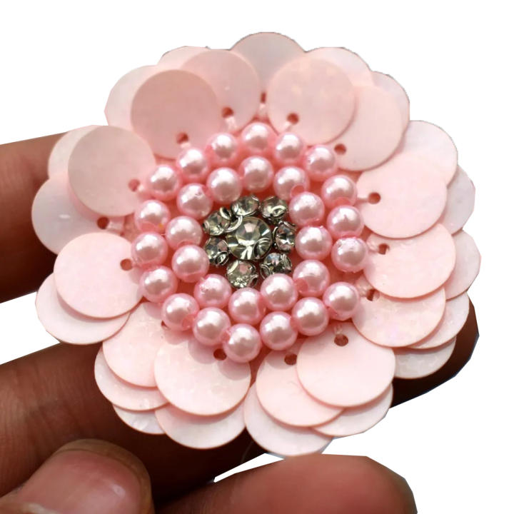 Pegatina de lentejuelas para ropa, parches de flores rosas para coser ...