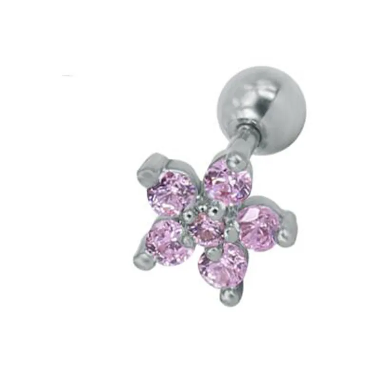 Pendiente de tuerca con forma de flor clásica para mujer, piercing para ...