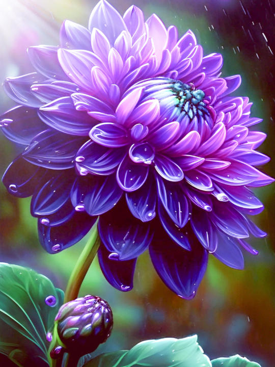 Pintura de diamantes de flores 5D DIY, crisantemo púrpura, mosaico de ...