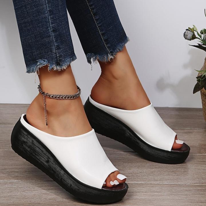 Songao-zapatos de tacón de cuña para mujer, zapatillas modernas de ...