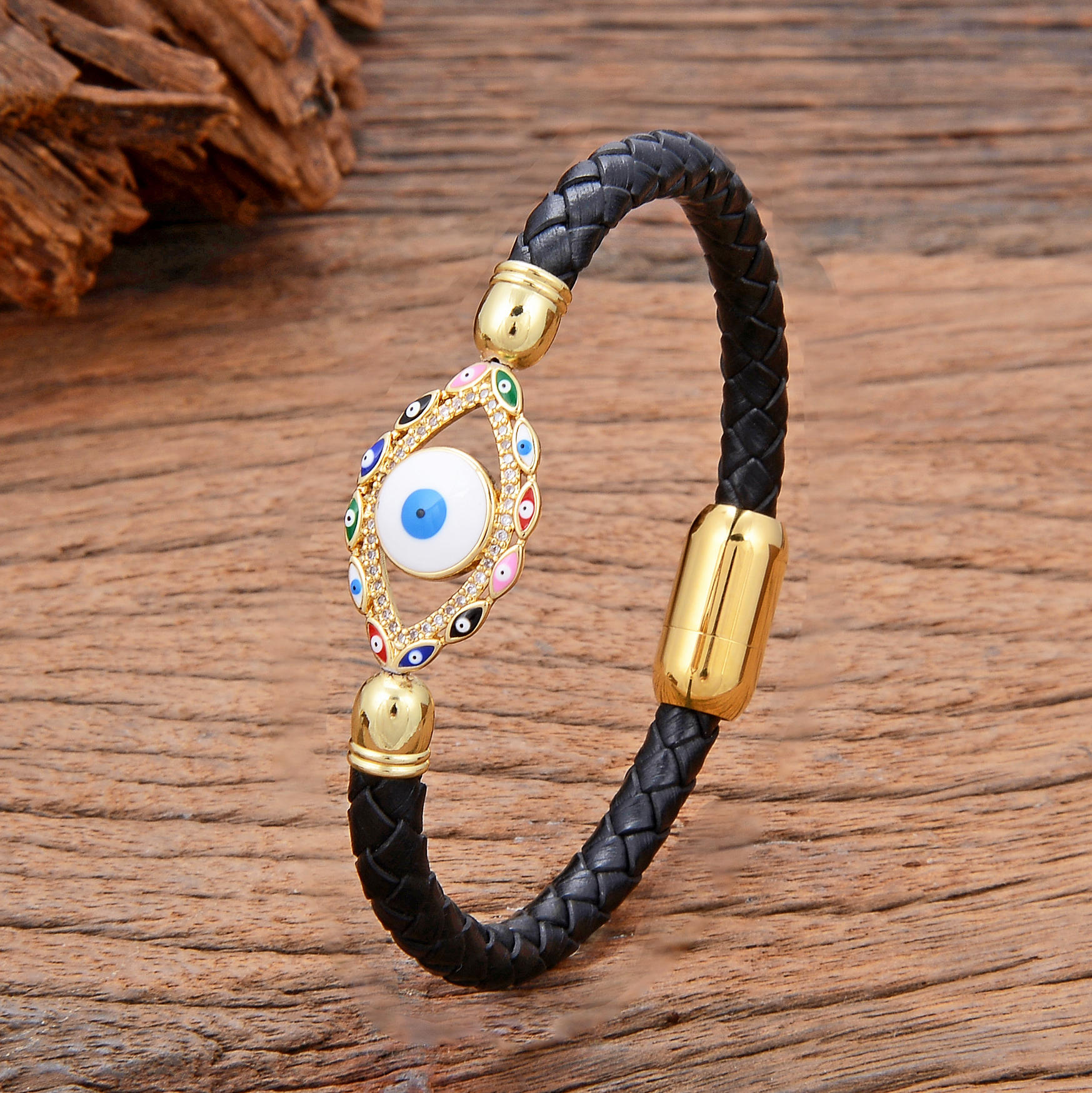 YANMIN-Pulsera de lujo azul turco mal de ojo para mujer hombre, circón ...