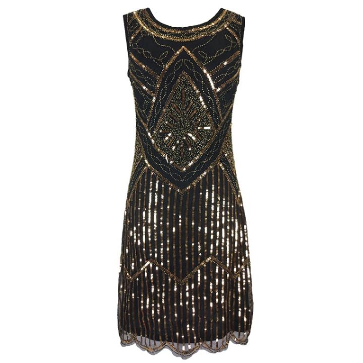 Vestido Flapper Vintage del gran Gatsby para mujer, cuello redondo sin ...