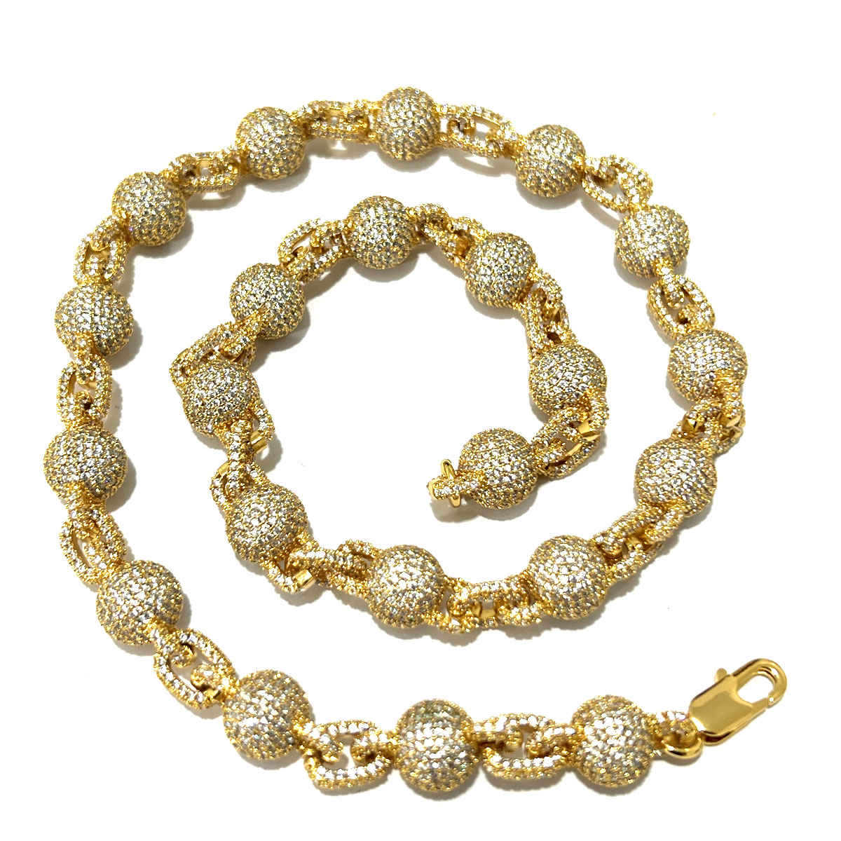 Iced Out Ball Chain para hombres, Micro pavé, Gargantilla, collar, Hip ...