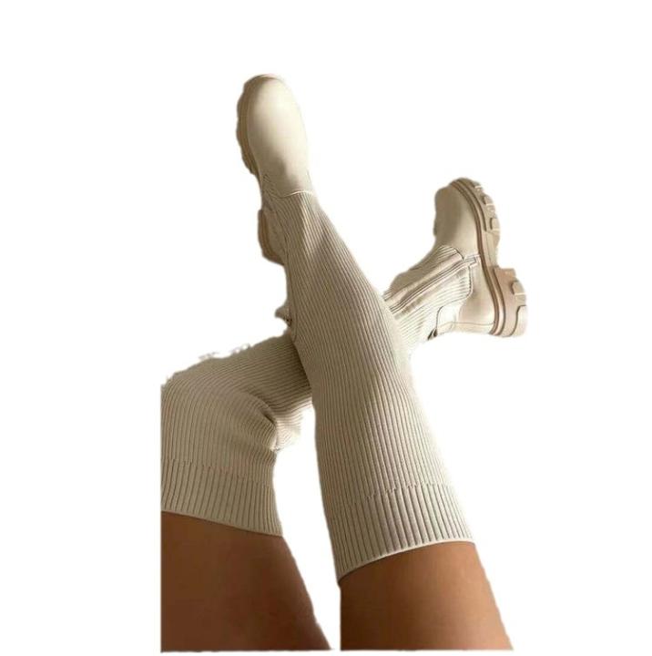 Botas largas hasta la rodilla con punta redonda para mujer, botines de ...