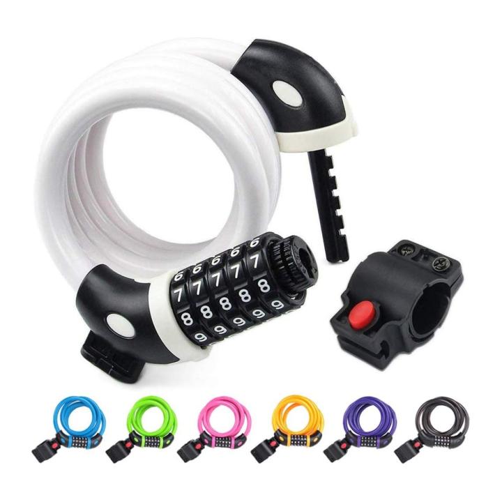 Candado de bicicleta de 4 pies, Cable de bloqueo de bicicleta, 5 códigos de seguridad con ...