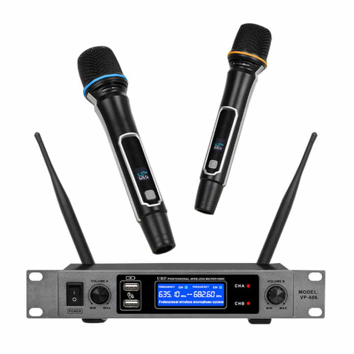 Micrófono profesional uno a dos, recargable, UHF, frecuencia ajustable ...