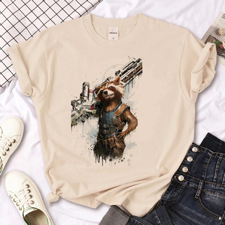 Camiseta de cohete de mapache para mujer, ropa de calle harajuku, ropa ...