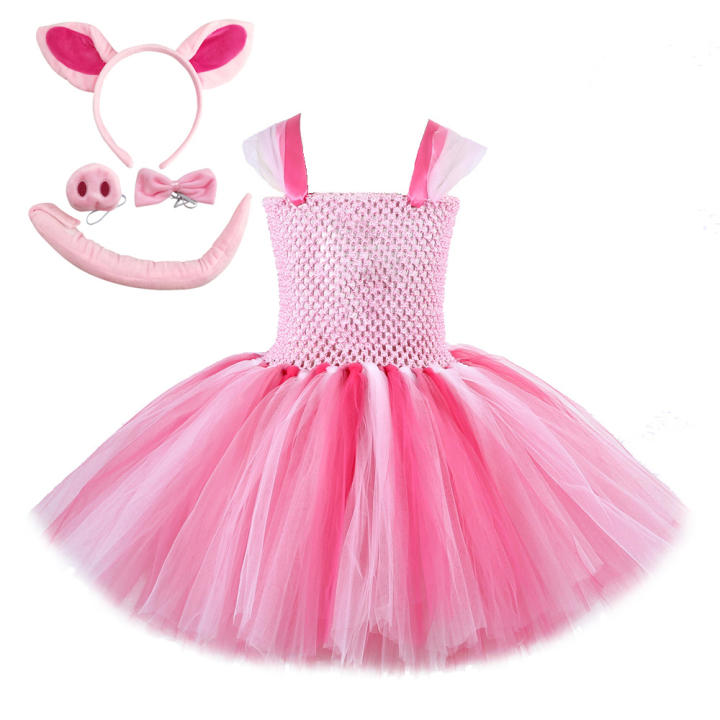 Vestido de tutú de cerdo rosa para niñas, vestidos de fiesta de ...