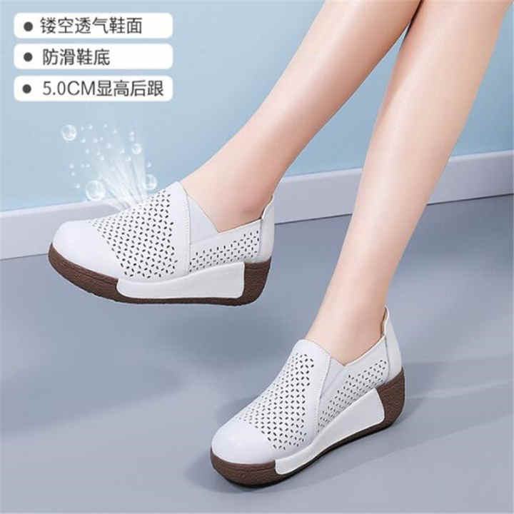 Mocasines de cuero de ante de vaca para mujer, zapatos planos de plataforma, zapatillas ...