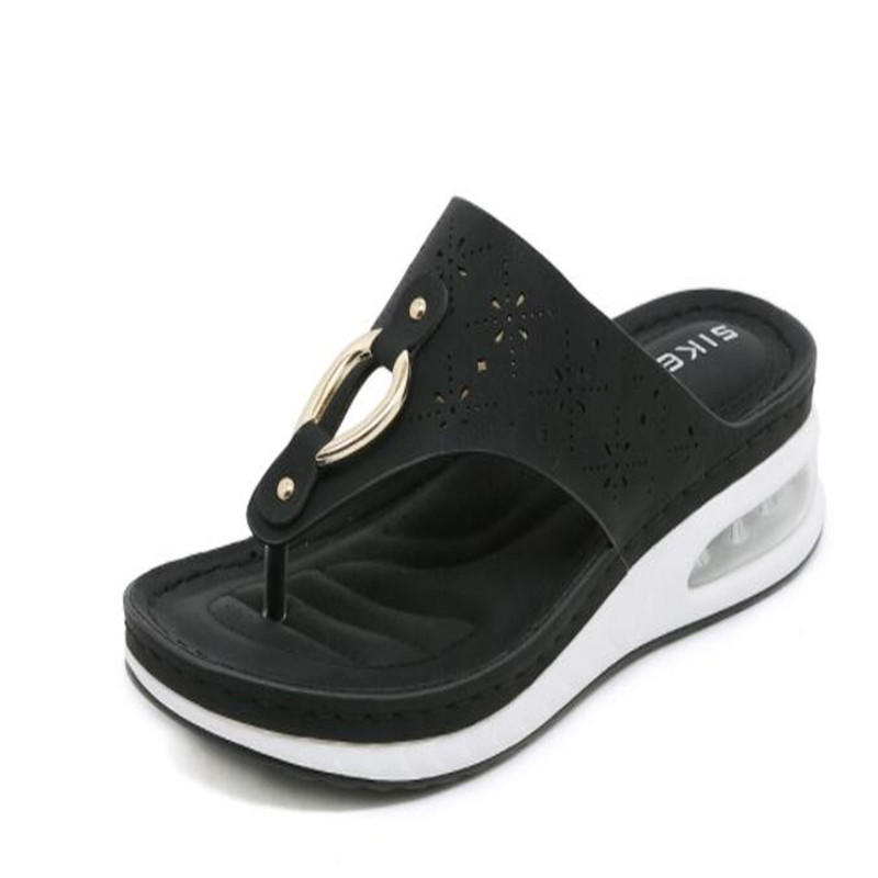 Chanclas con botón de Metal para Mujer, Zapatos de cuña, sandalias de ...