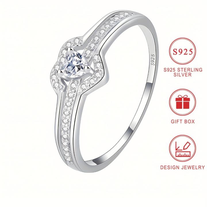 Anillo De Plata Esterlina Chapado En Oro De 14k, 925, Diseño De Corazón De Moda Pavimentado Con ...