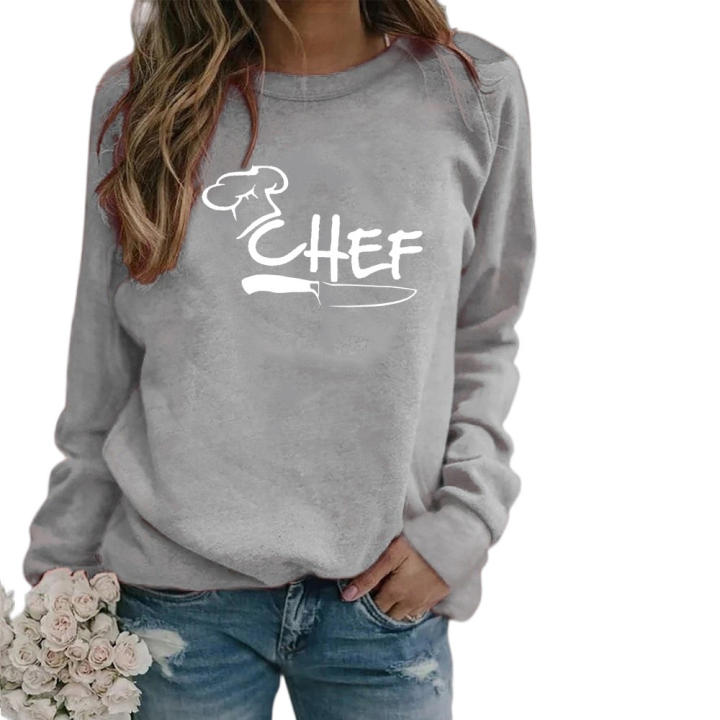 Sudadera holgada informal con estampado de Chef para mujer, otoño e ...