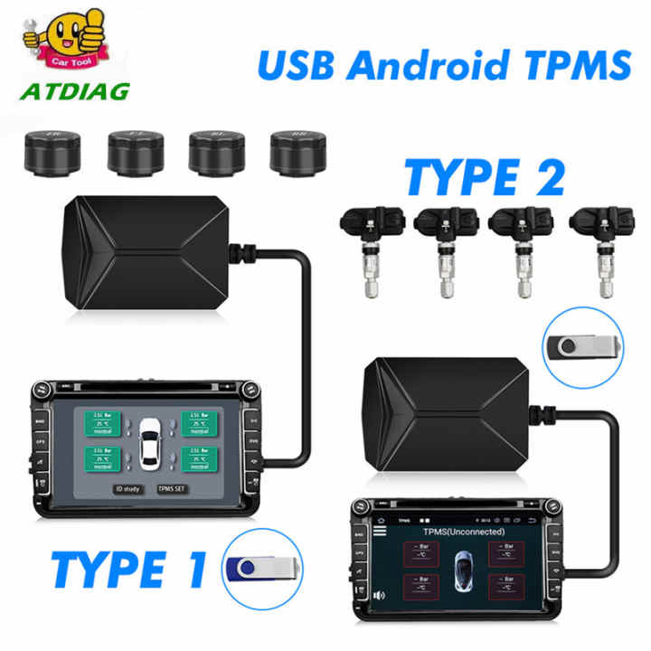 Sensores de presión automáticos TPMS USB DVD Android, sistema de monitoreo de 4 neumáticos ...