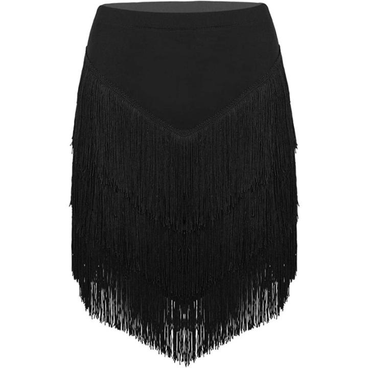Falda Latina Asymétrica de Mujer con Borlas de Tango Rumba Ballet ...
