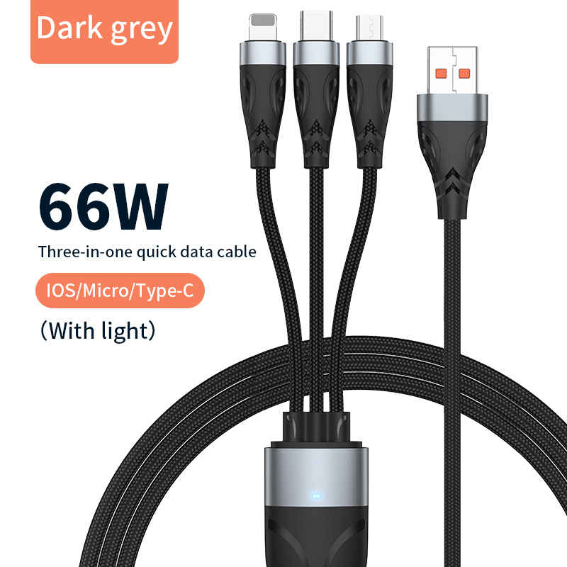 Cable USB De Carga Rápida 3 En 1, 66W, Para IPhone 14, 13, Micro Tipo C, Para Samsung, Xiaomi ...