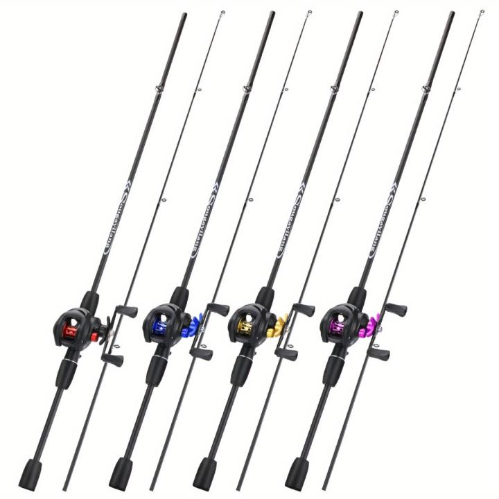 Sougayilang-Juego de aparejos de pesca, caña de fibra de vidrio, 2 secciones de 180 cm/6 pies y ...