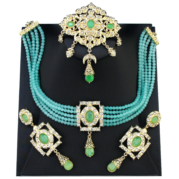 Collar lujoso marroquí de alta calidad, cinturón de caftán, pendientes ...