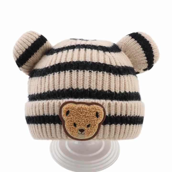 Gorro de punto de oso de dibujos animados, gorro térmico de Color ...