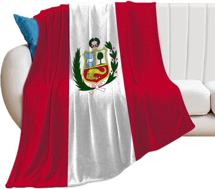 Manta de franela con estampado de bandera de Perú, manta de felpa ...