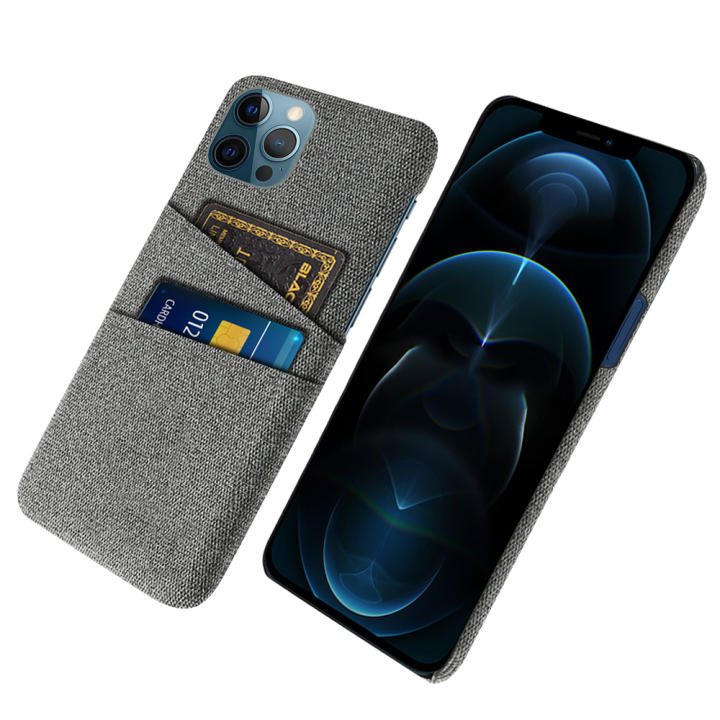 Funda de lujo para iPhone 12, carcasa de tela con doble tarjeta a ...
