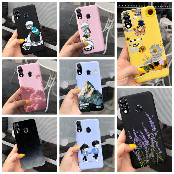 Funda de silicona con diseño de flores para Samsung Galaxy A40, A405 ...