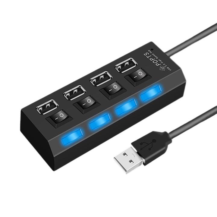 Expansor múltiple de 4 puertos USB 2,0, HUB divisor, adaptador de corriente, accesorios de ...