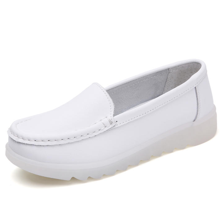 Mocasines informales sin cordones para mujer, zapatos de cuero de alta calidad, ligeros ...