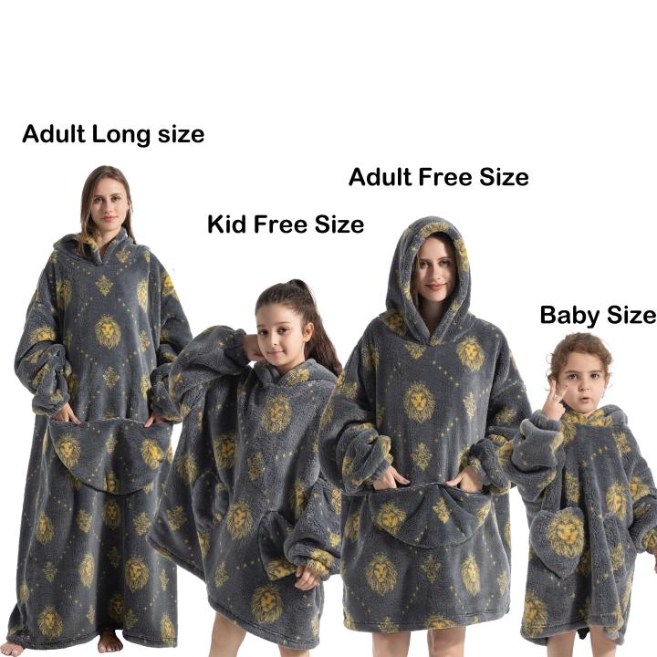 Manta de abrigo con mangas para adultos y niños, sudadera de invierno ...